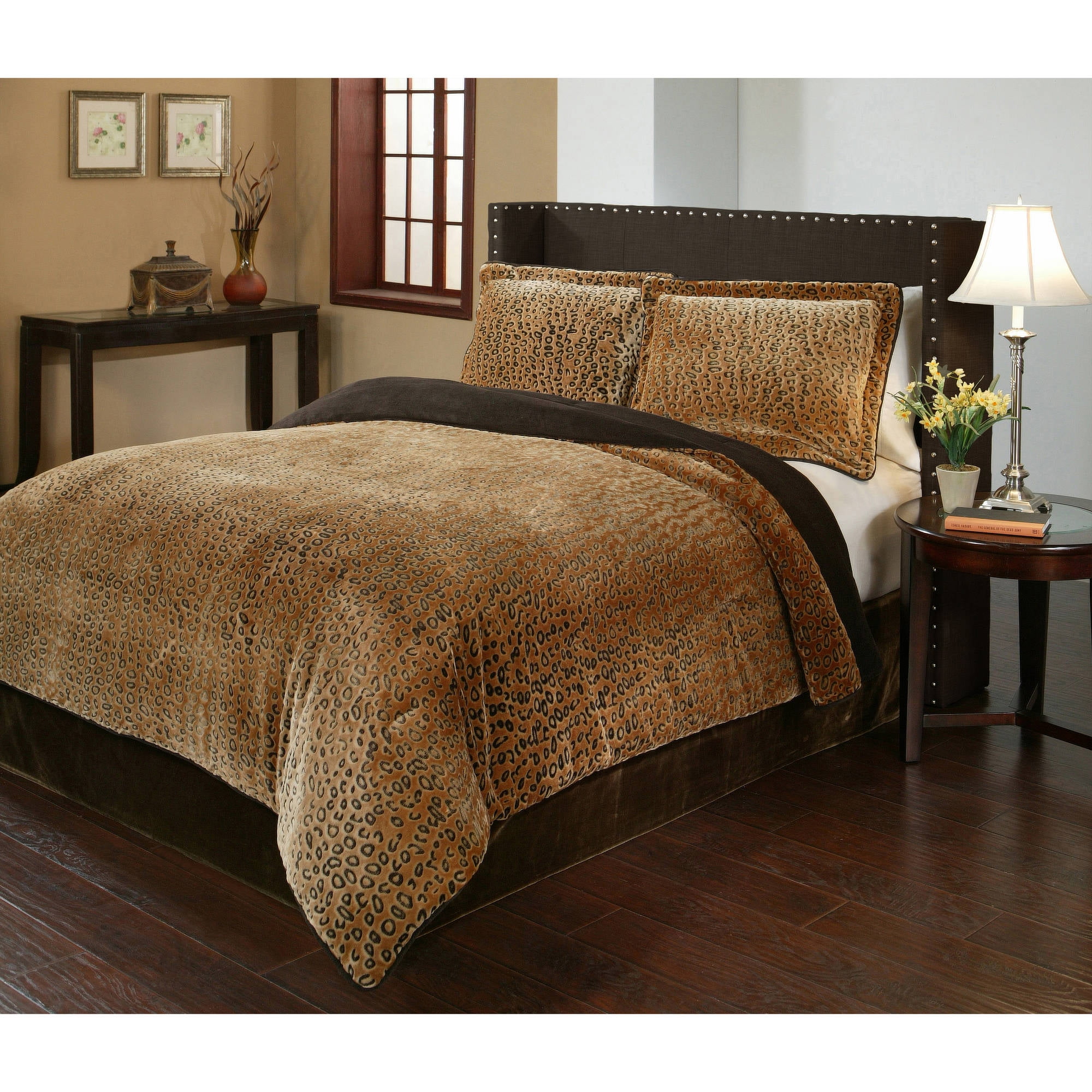 Cheetah Velvet Plush Print Bedding Comforter Mini Set - Walmart.com
