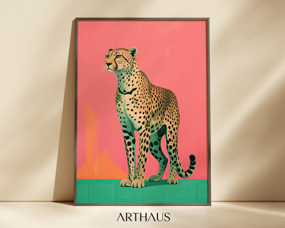 Cheetah Wall Art, Pink Leopard Art Print, Boho Home Decor, Pink Wall ...