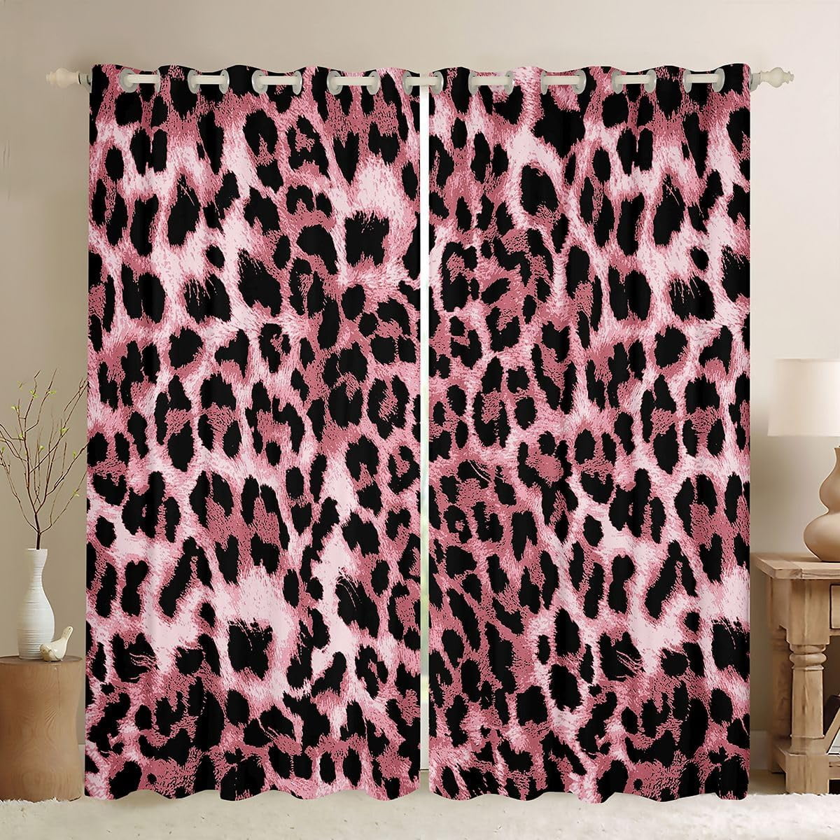 Cheetah Window Curtain 2 Panels,42"x84" Leopard Print Darkening ...