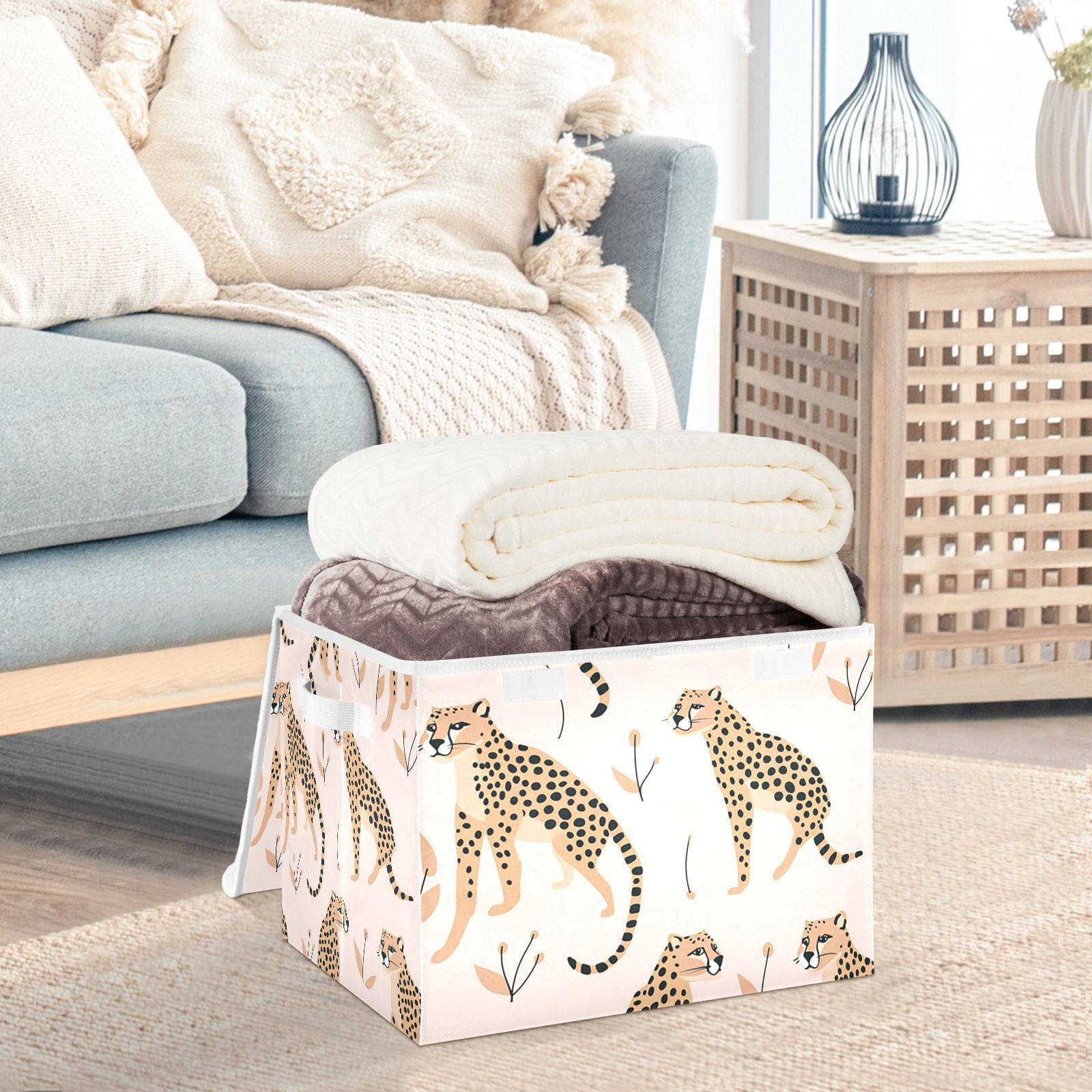 Cheetahes Leopard Storage Basket Foldable Laundry Basket Shelf Kids Toy ...