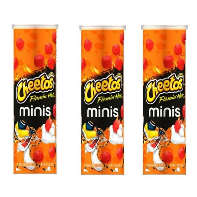 Cheeto Minis Flamin' Hot Cheese HYZ01 Flavored Canisters 3.625 oz, 3 ...