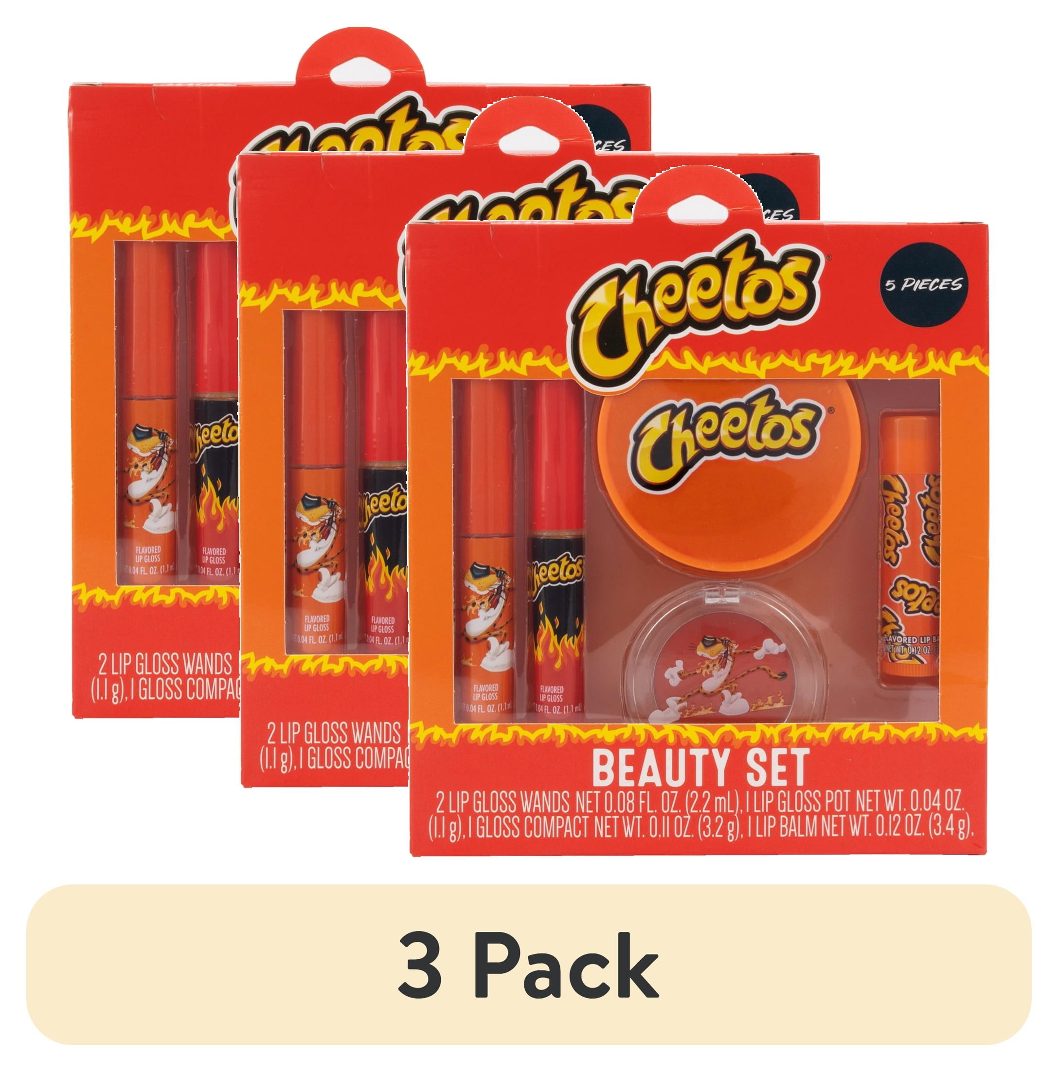 (3 pack) Cheetos 4 Piece Beauty Set - Lip Gloss, Lip Glitter Pot ...