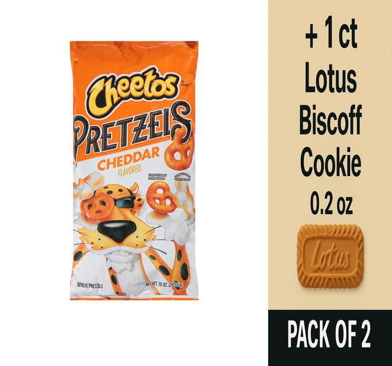 Cheetos Cheddar Pretzels 10 oz - Pack of 2 & Lotus Biscoff Cookie - 0.2 ...