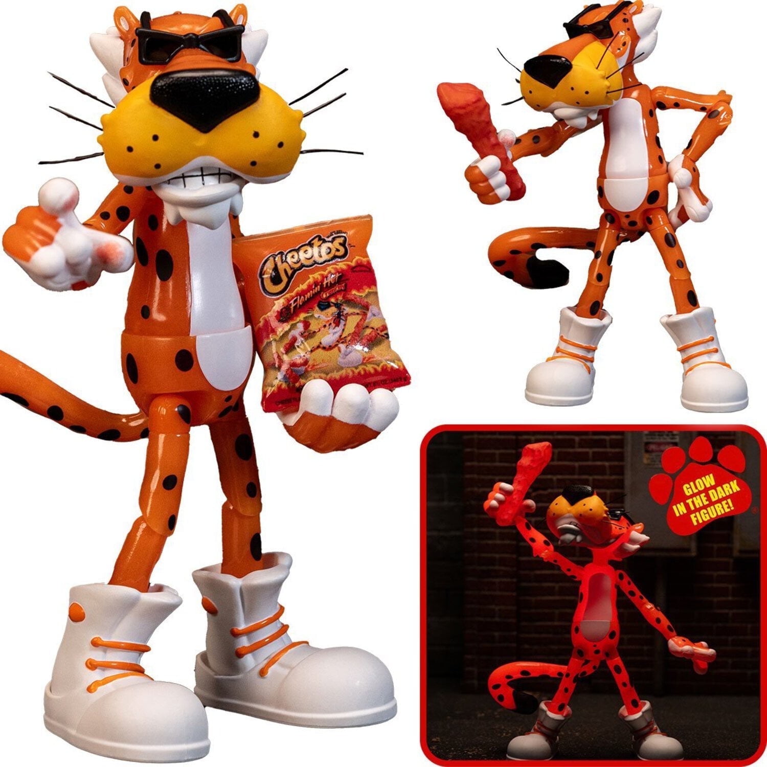 Jada Toys – Cheetos Chester Cheetah Action Figure Flamin' Hot Glow in ...