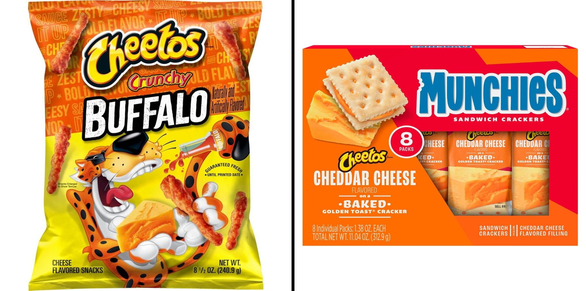 Cheetos Crunchy Buffalo Cheese Snacks 8.5 oz & Munchies Cheetos Cheddar ...