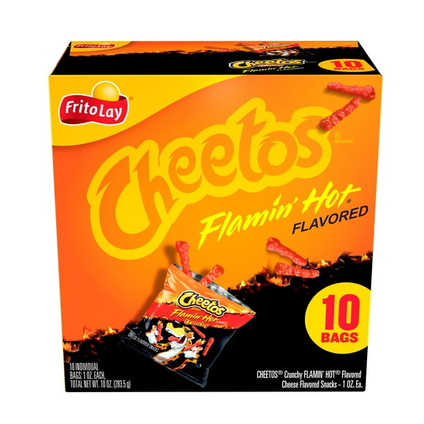 Cheetos Crunchy Cheese Flamin' Hot Flavored Snack Chips, 1 Ounce Bags ...