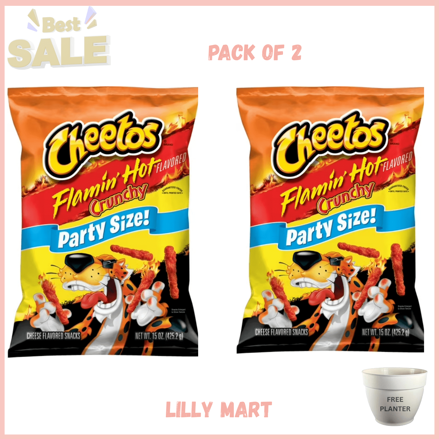 Cheetos Crunchy Cheese Flavored Snacks Flamin Hot Party Size 15 oz Bag ...