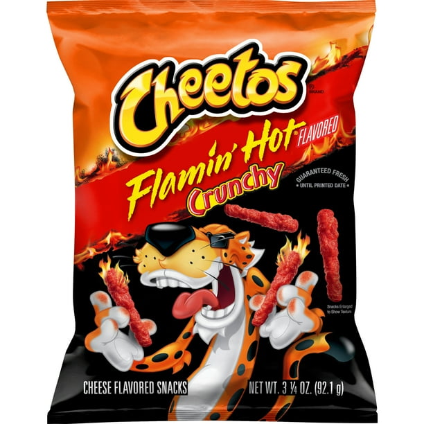 Cheetos Crunchy Cheese Flamin' Hot Flavored Snacks, 3.25 oz Bag ...
