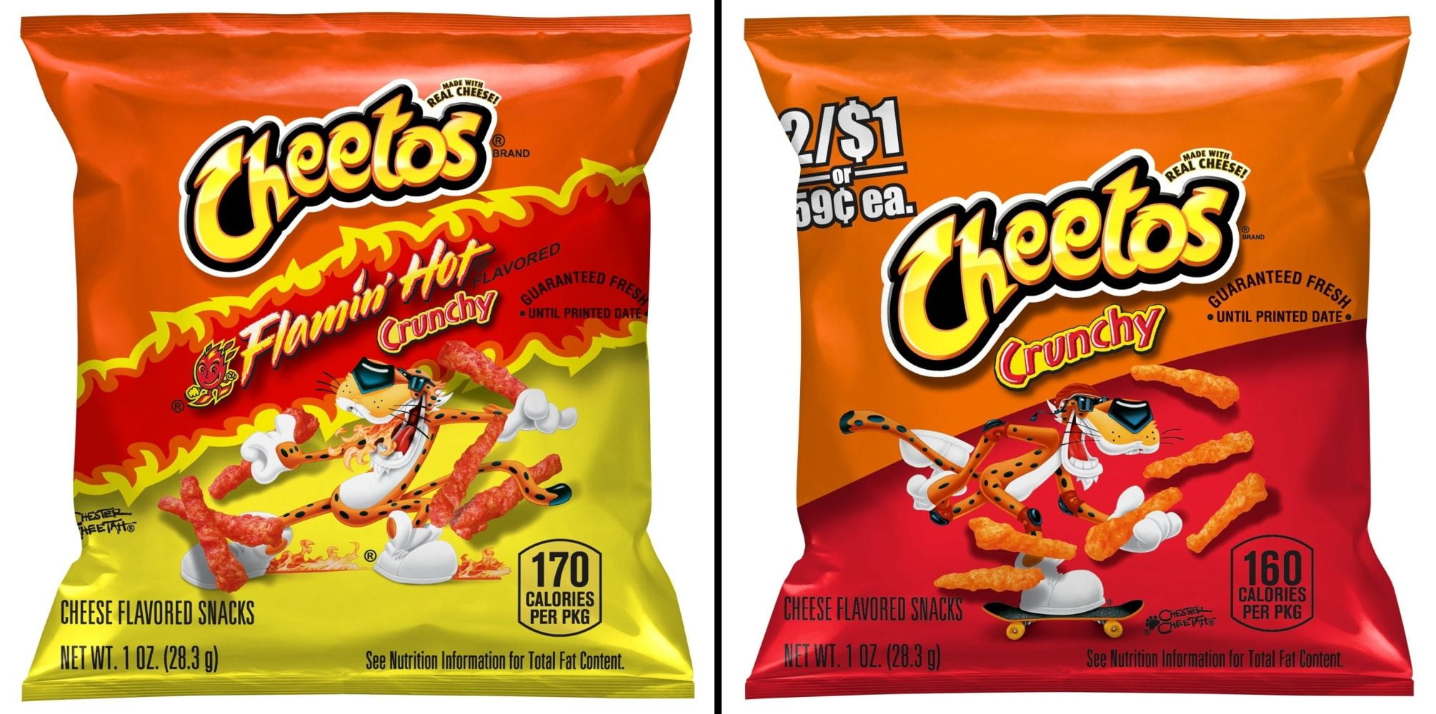 Cheetos Crunchy Flamin' Hot Cheese Snacks 1 oz & Cheetos Crunchy Cheese ...