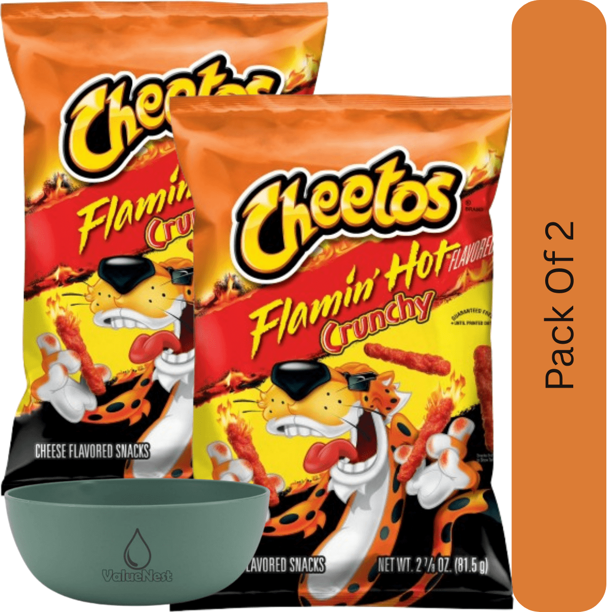 Cheetos Crunchy Flamin’ Hot Cheese Snacks, 2.875 oz Bag With Olive ...