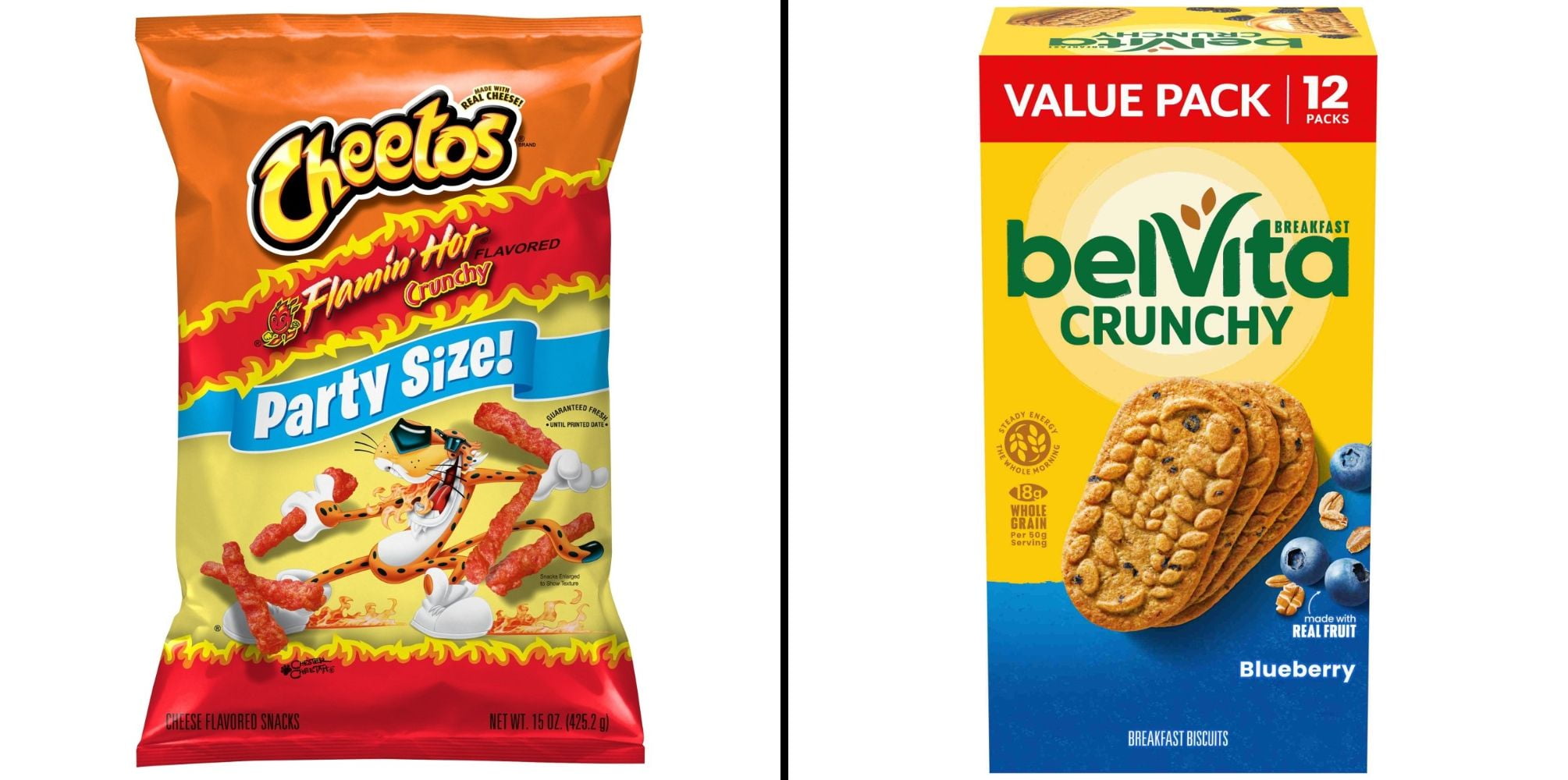 Cheetos Crunchy Flamin' Hot Cheese Snacks & belVita Blueberry Breakfast ...