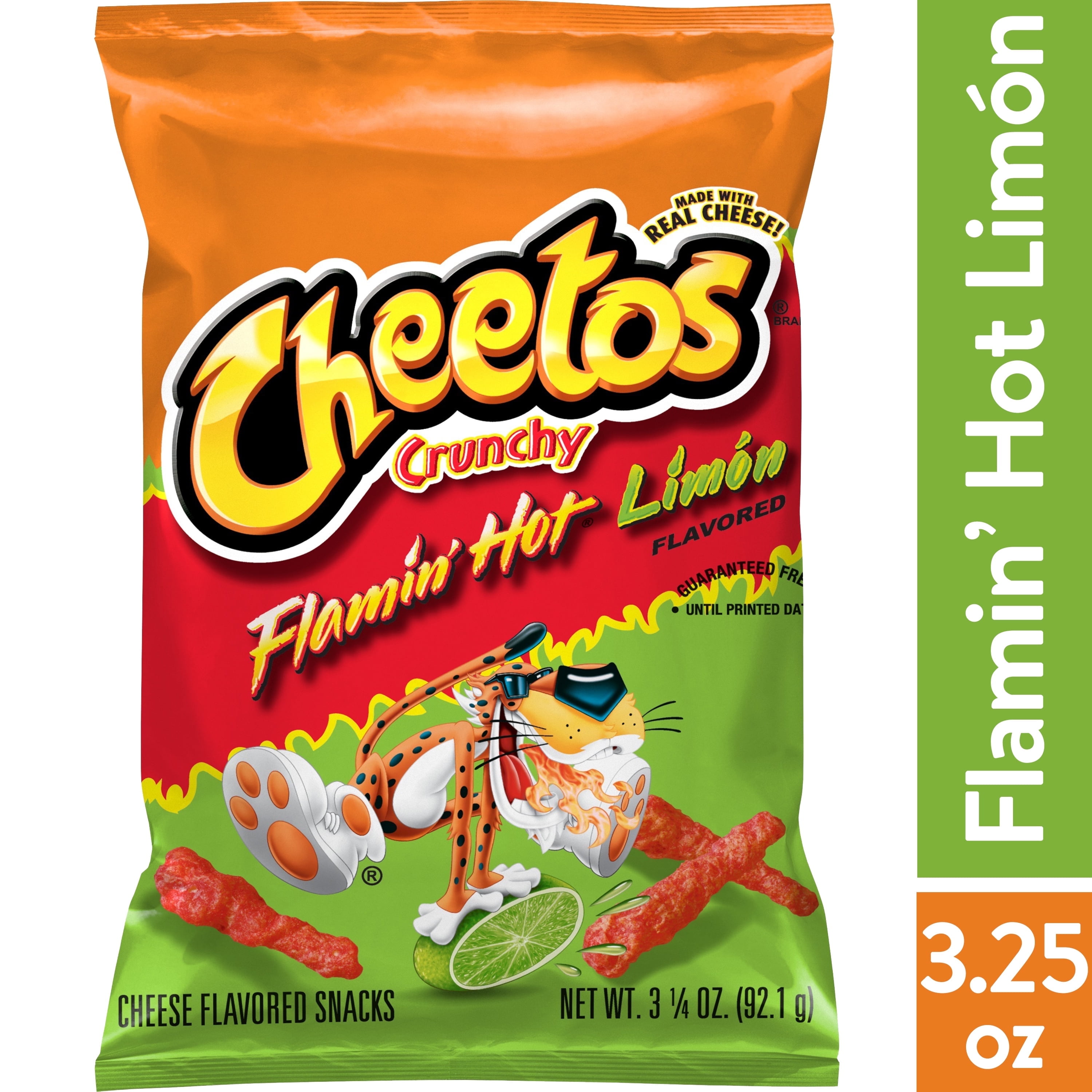 Cheeto's Crunchy Flamin' Hot Limon Cheese Snack Chips, 1 Pack - Walmart.com