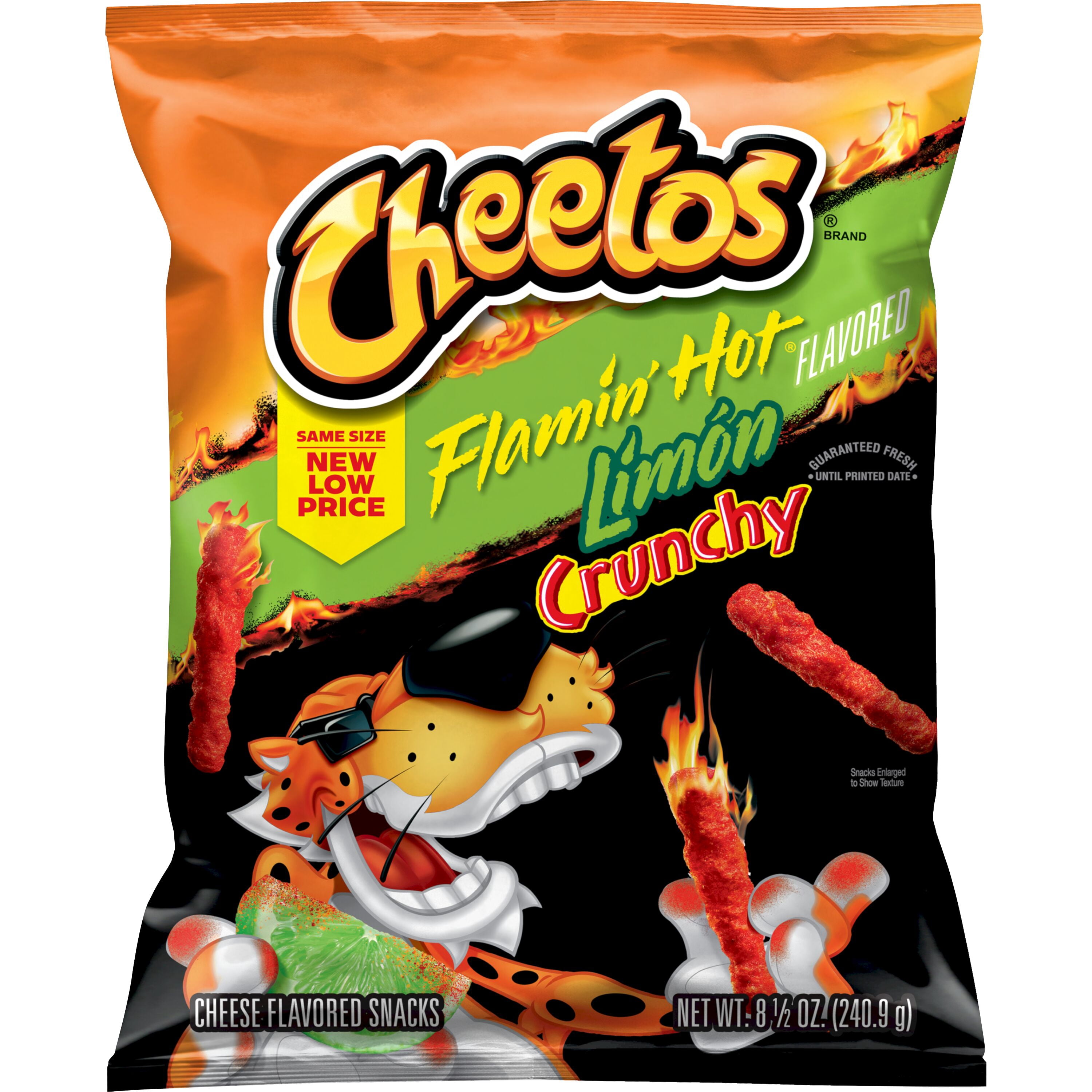 Cheetos Crunchy Flamin' Hot Limon, Cheese Flavored Snacks, 8.5 ounce ...