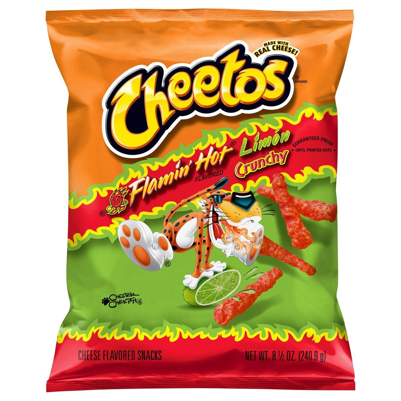 Cheetos Crunchy Flamin' Hot Limon Cheese Snacks - 8.5 oz (Pack of 1 ...