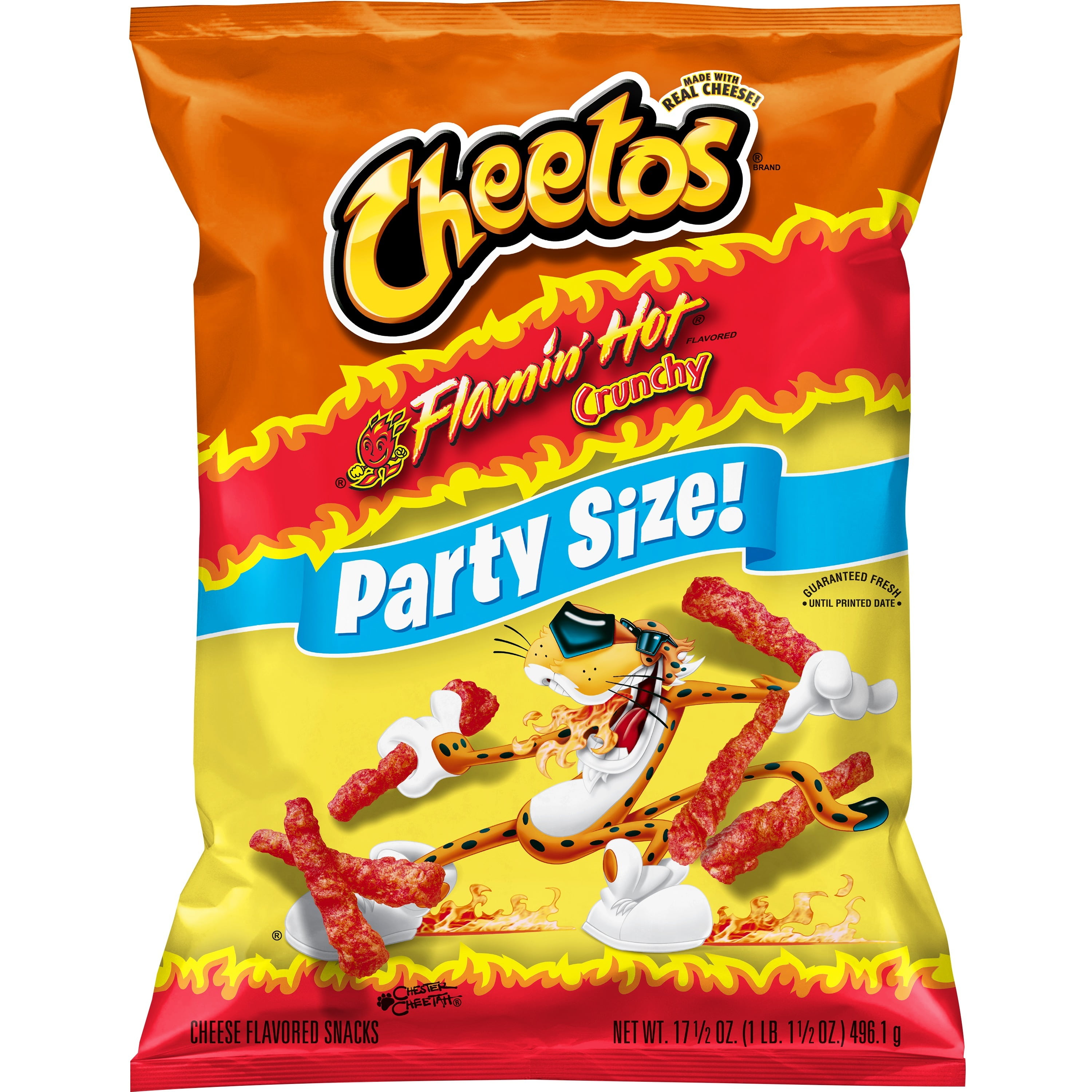 Cheetos Crunchy Flamin Hot Party Size Cheese Snacks, 17.5 oz Bag ...