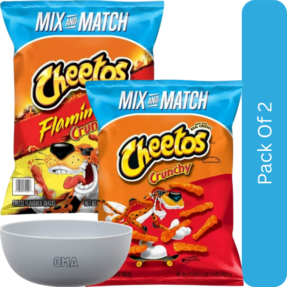 Cheetos Crunchy Snacks Variety Pack – Flamin’ Hot (17.37 oz) & Cheddar ...