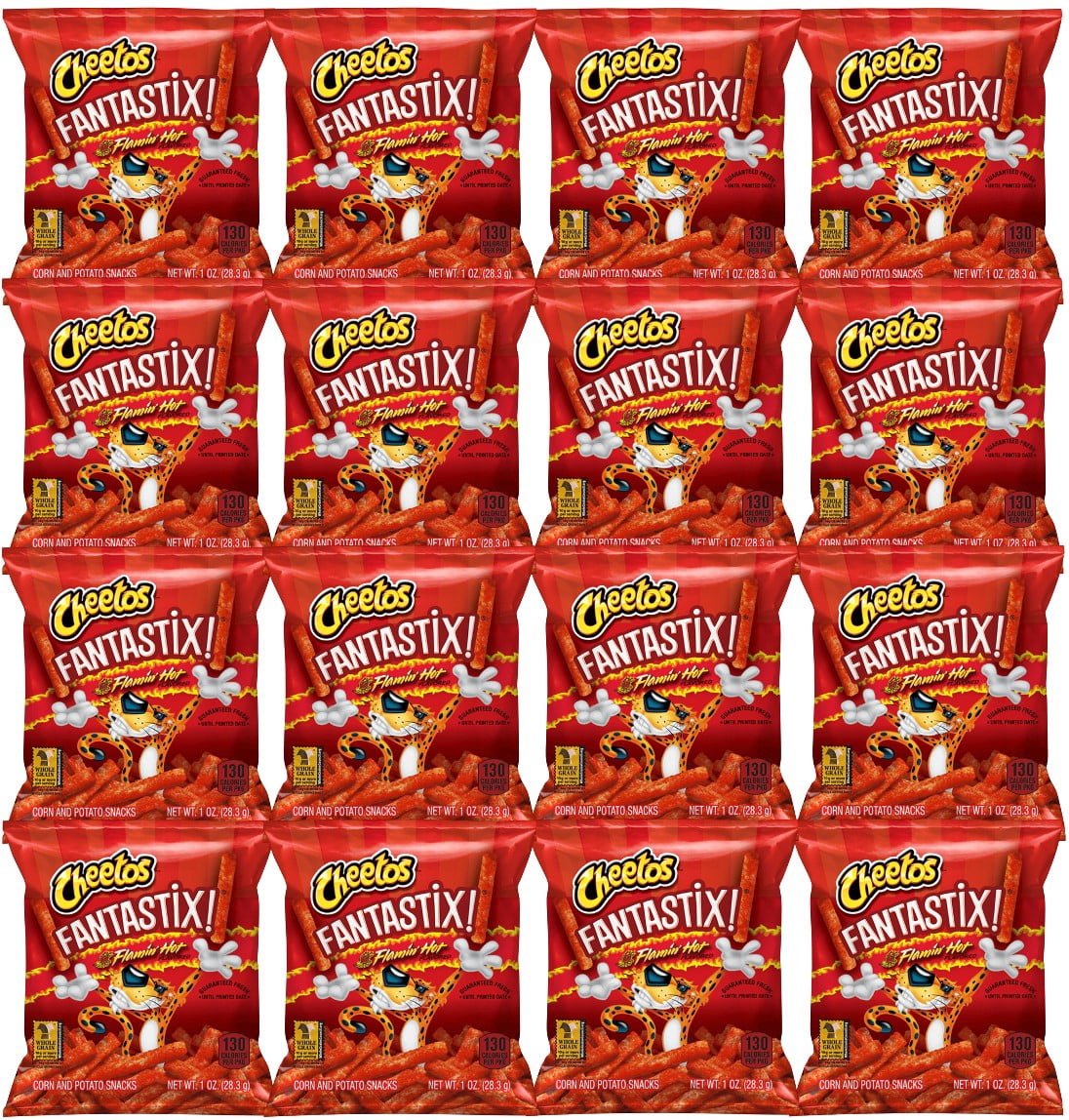Cheetos Fantastix Flamin Hot Chips, 1 oz Bags, Pack of 16, Bundled By ...