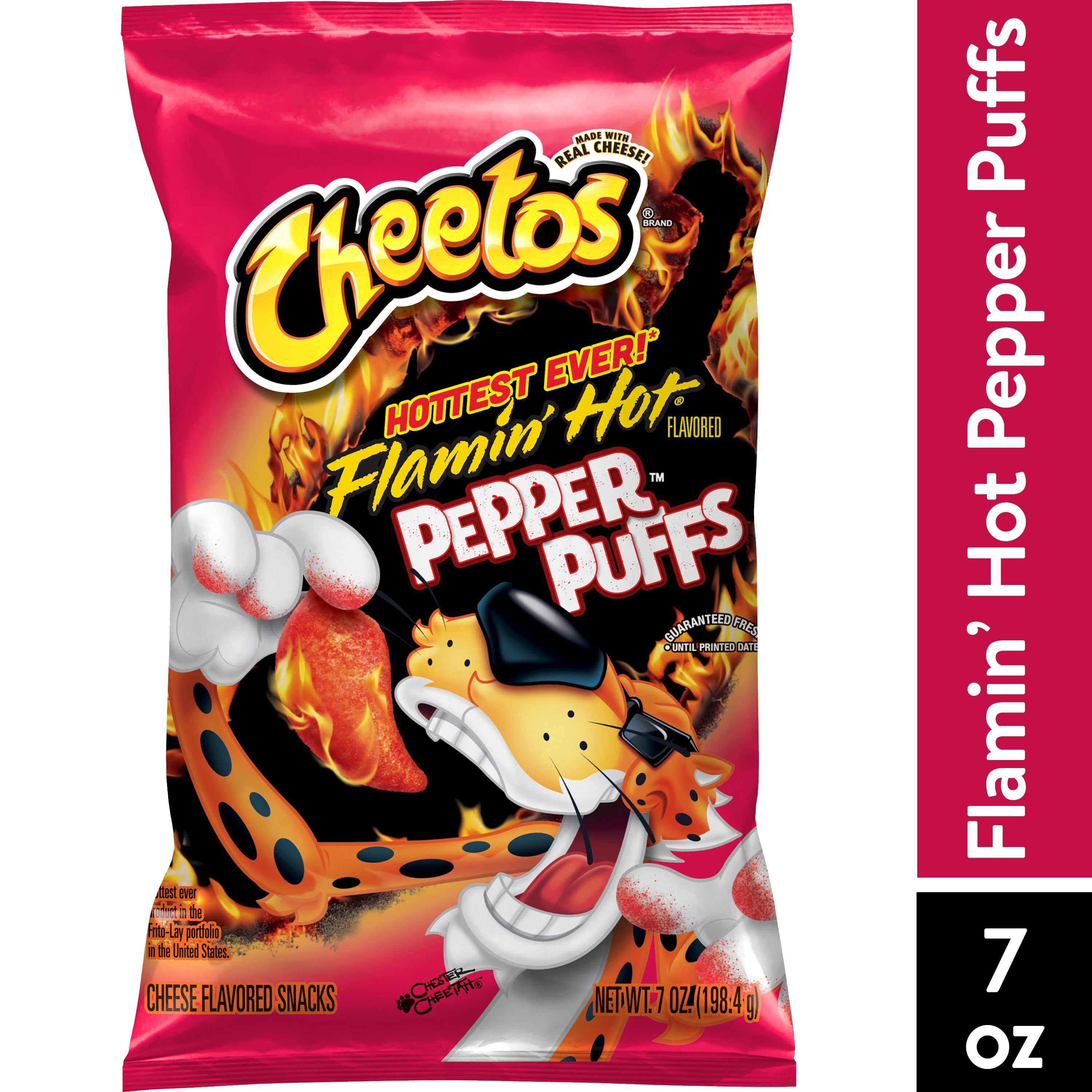 Cheetos Flamin' Hot Puffy Spicy Chester Cheese Flavored Snack Chips, 7 ...