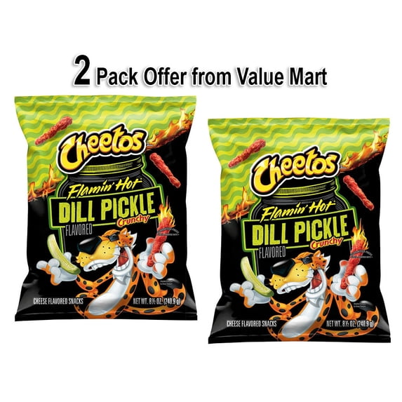 Cheetos Flamin' Hot Dill Pickle Crunchy Cheese Flavored Snacks, 8.5 ...
