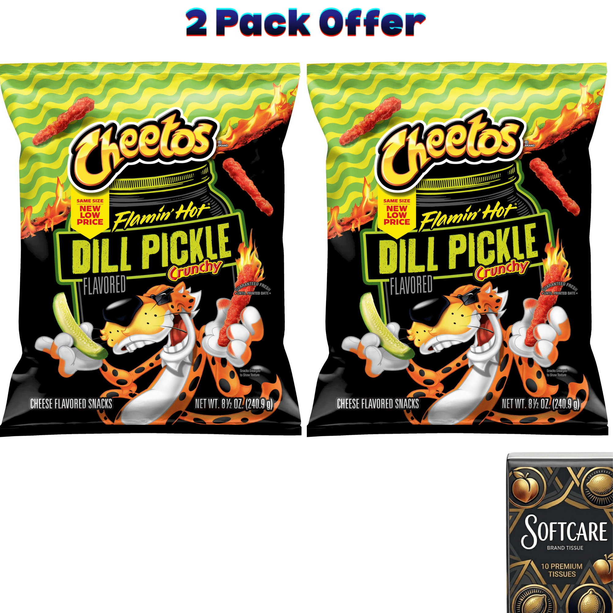 Cheetos Flamin' Hot Dill Pickle Crunchy Cheese Flavored Snacks, 8.5 oz ...