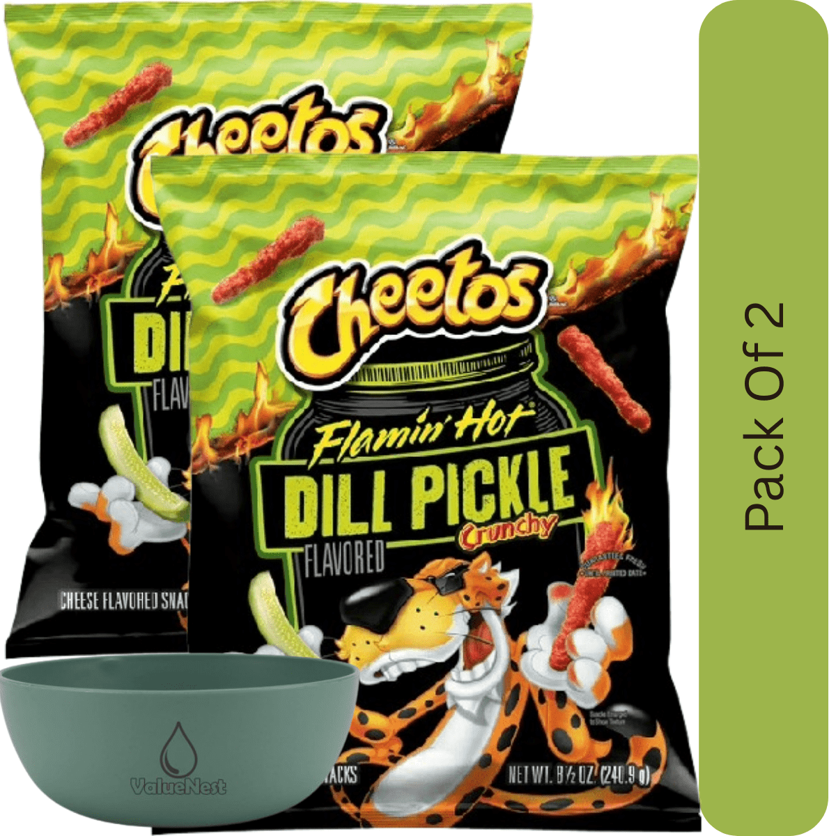 Cheetos Flamin' Hot Dill Pickle Crunchy Cheese Snacks, 8.5 oz Bag With ...