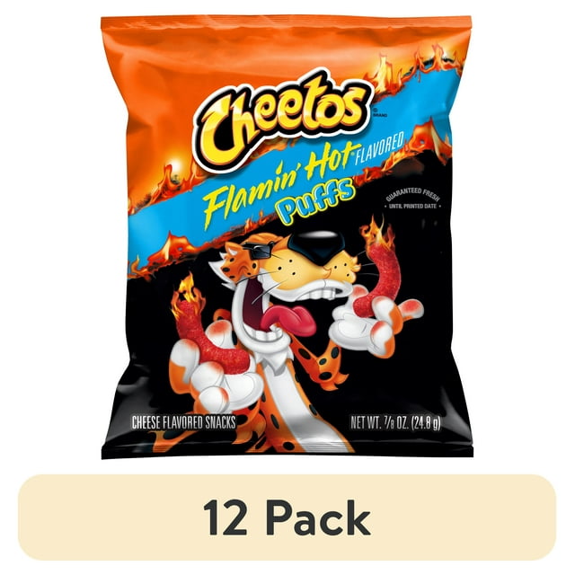 (12 pack) Cheetos Flamin Hot Flavored Single-Serve Puffed Snacks Chips ...
