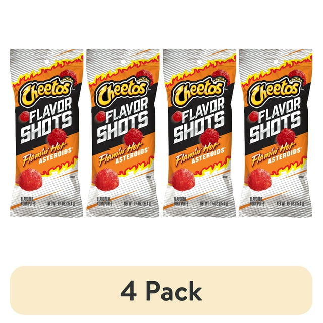 (4 pack) Cheetos Flavor Shots Flamin' Hot Asteroids Flavored Snacks, 1.25 oz Bag - Walmart.com