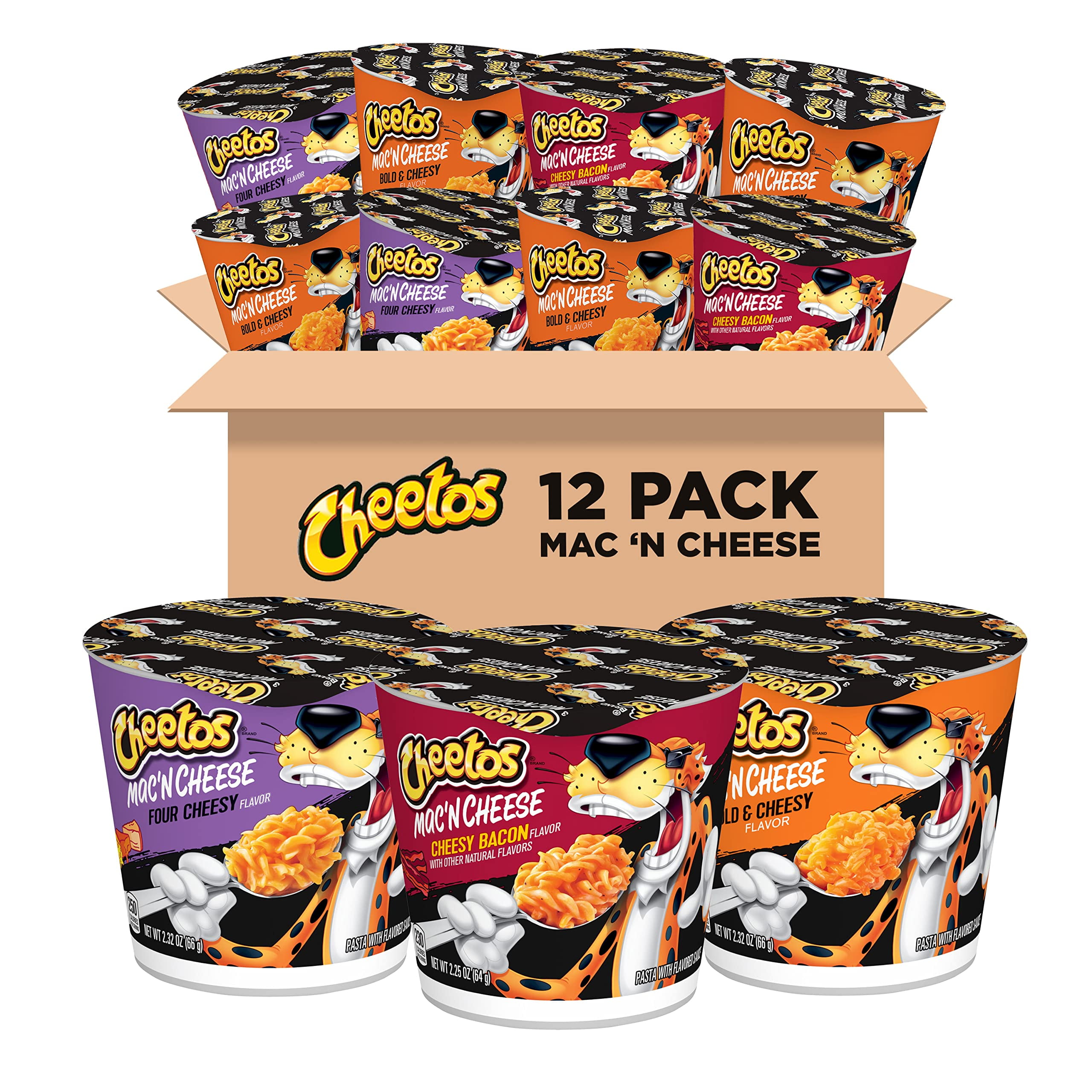 Cheetos Mac & Cheese AIF4 Cups, 3 Flavor Variety Pack, (Pack of 12 ...