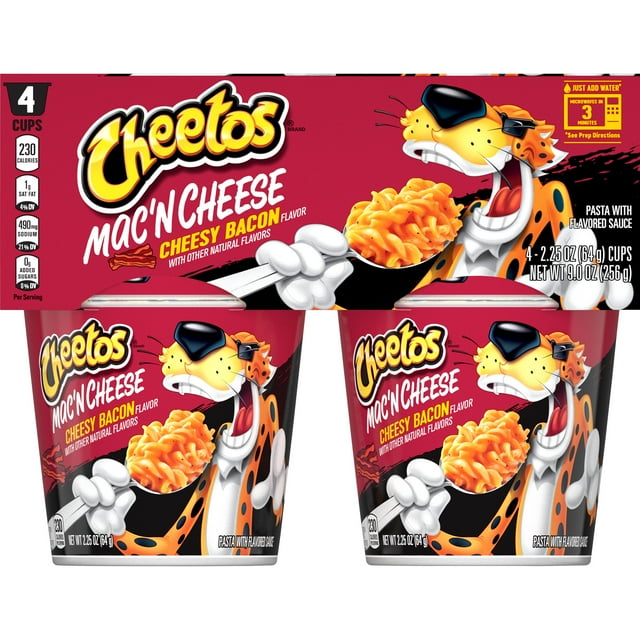 Cheetos Mac' n Cheese Cheesy Bacon Flavor, 2.25 oz, 4 Count Cups ...