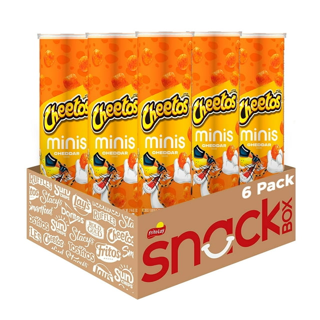 Cheetos Minis Cheddar Flavored Puffed Snack Chips Canisters, 6 Count ...