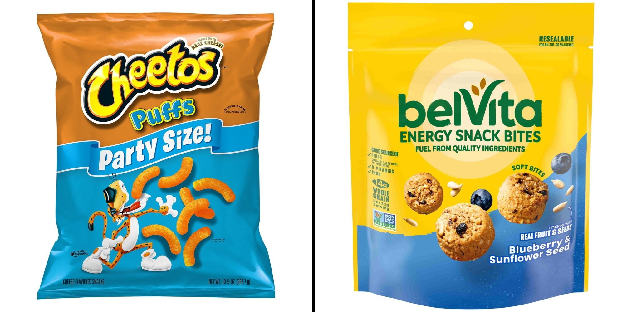 Cheetos Puffs Cheese Snacks - Party Size & belVita Energy Snack Bites ...