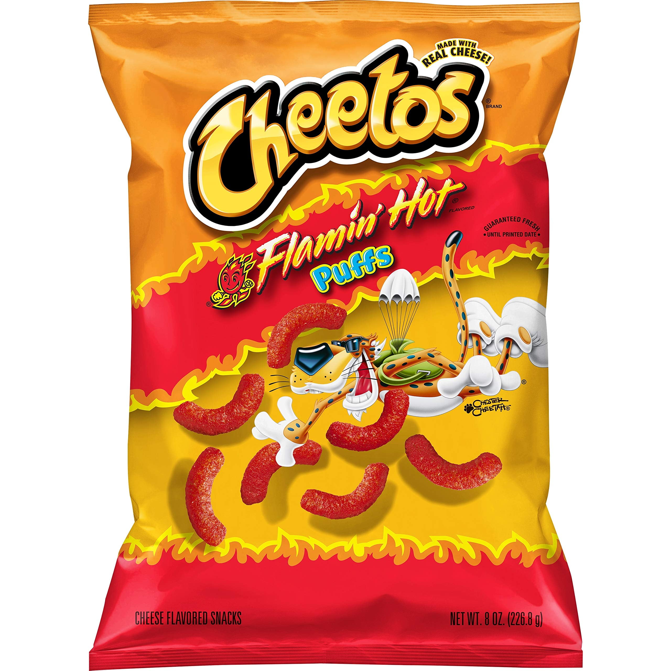 Cheeto's Flamin Hot Puffs Cheese, 8 Oz Bag, Expiration Dated, Ambient ...
