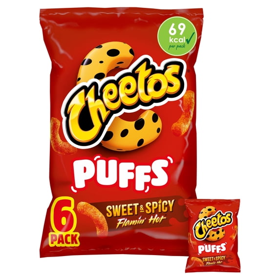 Cheetos Puffs Sweet & Spicy Flamin' Hot Crisps 6 x 13g, Imported from ...
