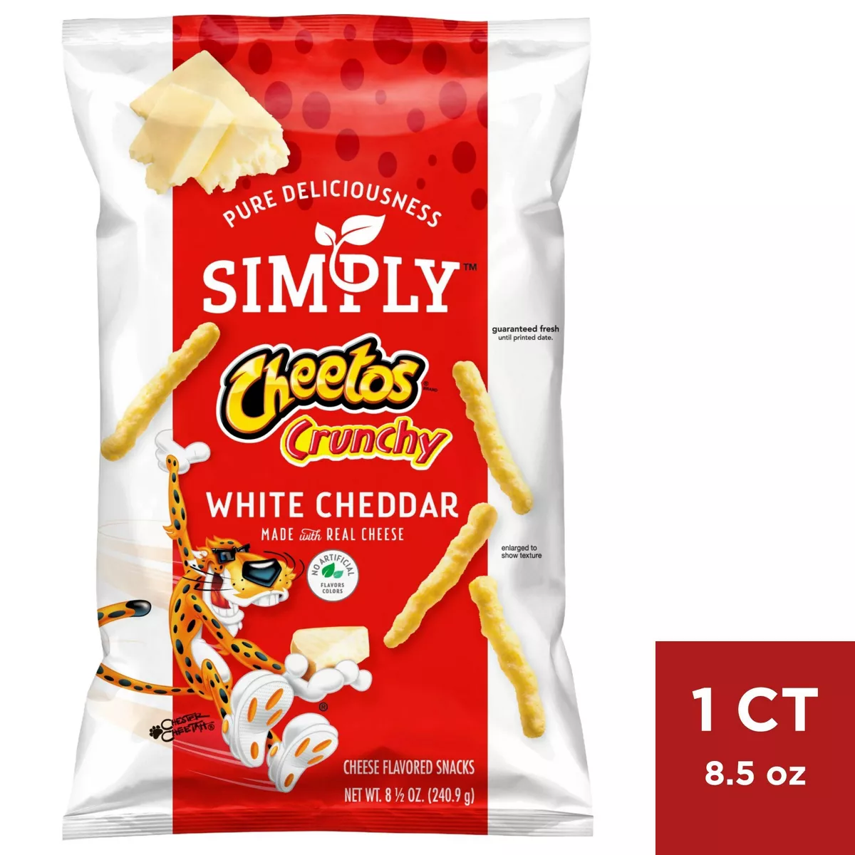 Cheetos Simply Crunchy White Cheddar Puffed Snacks, 8.5oz, Light Cheesy ...