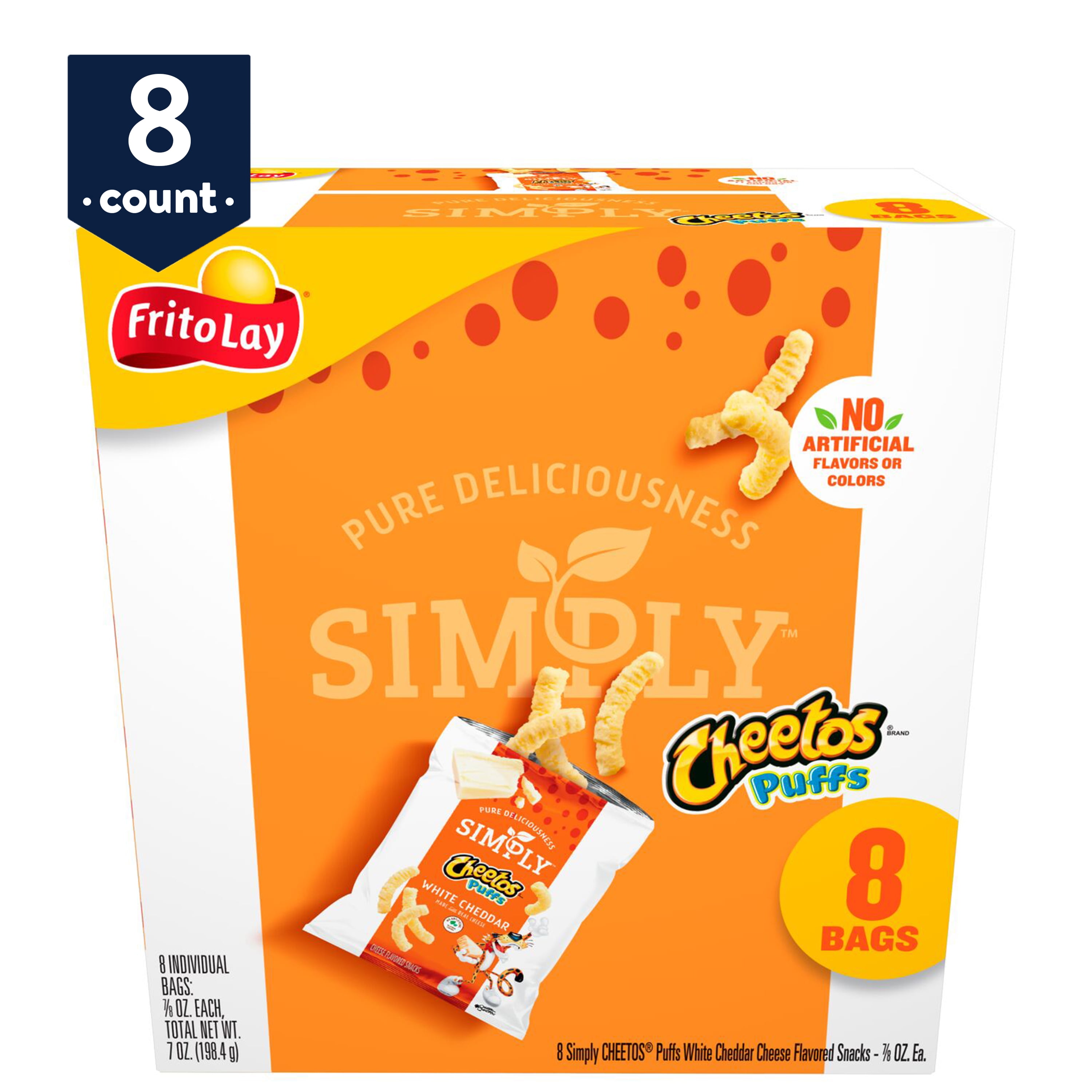 Cheetos Simply Puffs Cheese White Cheddar Flavored Snacks, 8 Count ...