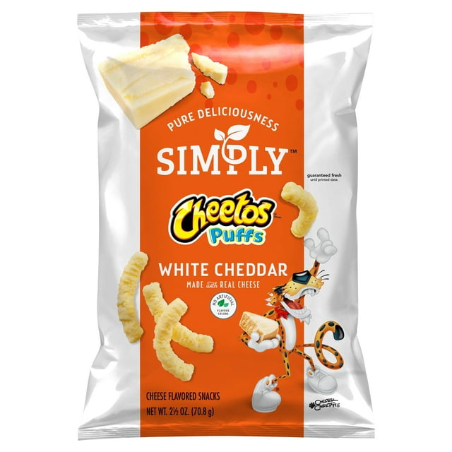 Cheetos Simply White Cheddar Cheese Baked Puffed Snacks, Crunchy ...