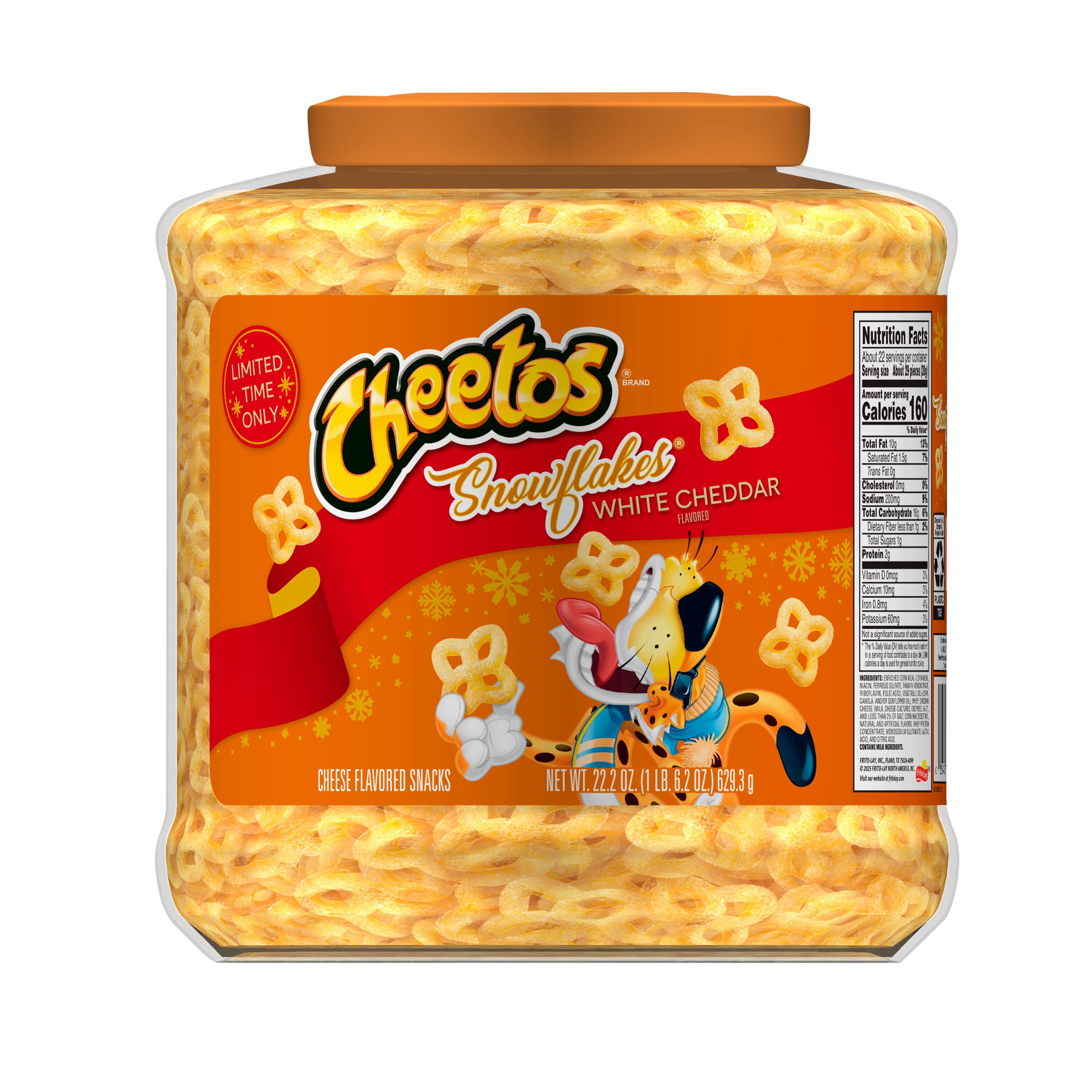 Cheetos Cheese White Cheddar Snowflake flavored Snacks Barrel, 22.2 oz ...
