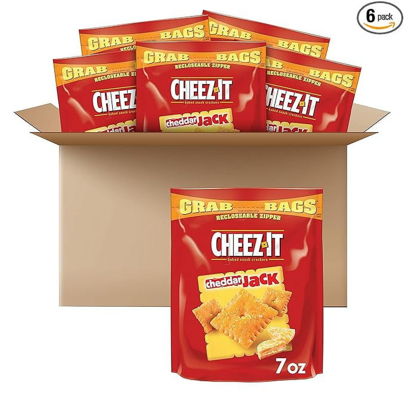 Cheez-It, Baked Snack Cheese Crackers, Cheddar Jack, 7oz (Pack of 6 ...