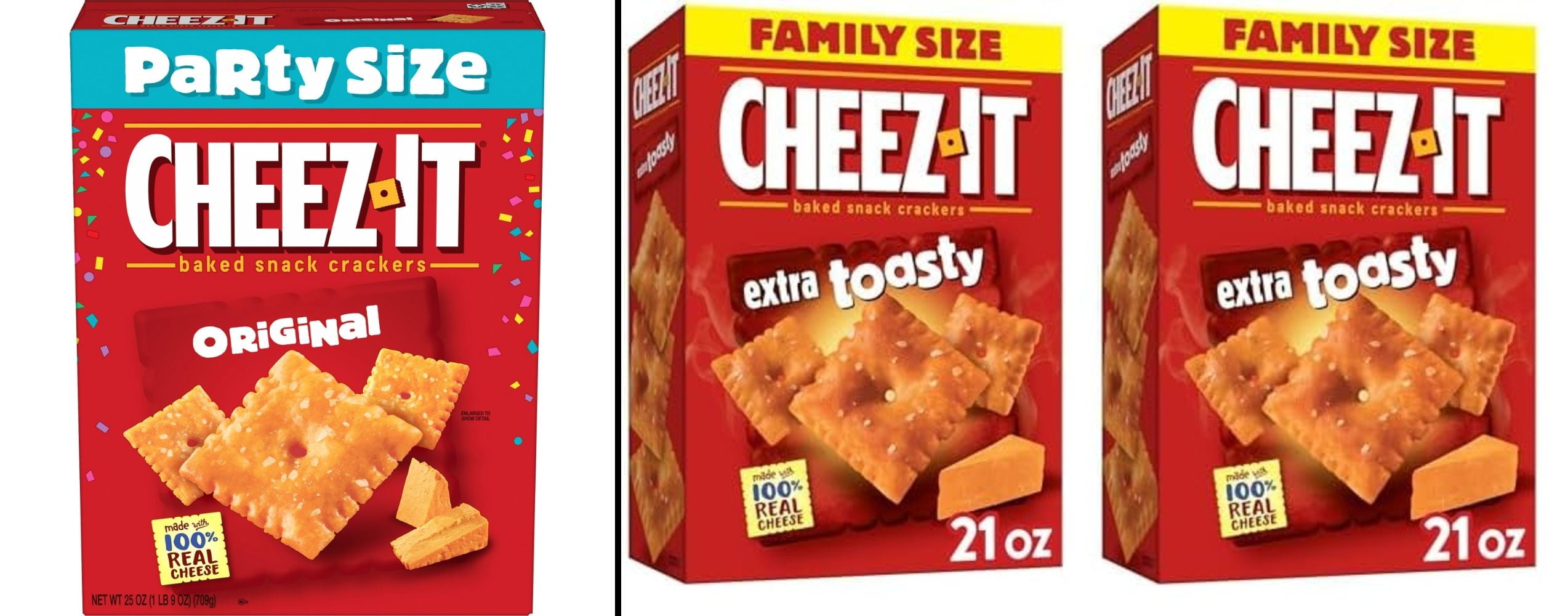 Cheez-It Cheese Crackers Original, 25oz & Cheez-It Cheese Crackers Extra Toasty, 21oz Box Pack ...
