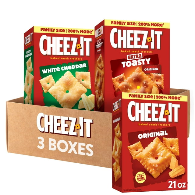 Cheez-It Cheese Crackers,TRDN Baked Snack Crackers, Lunch Snacks, Family Size, Variety Pack (3 ...