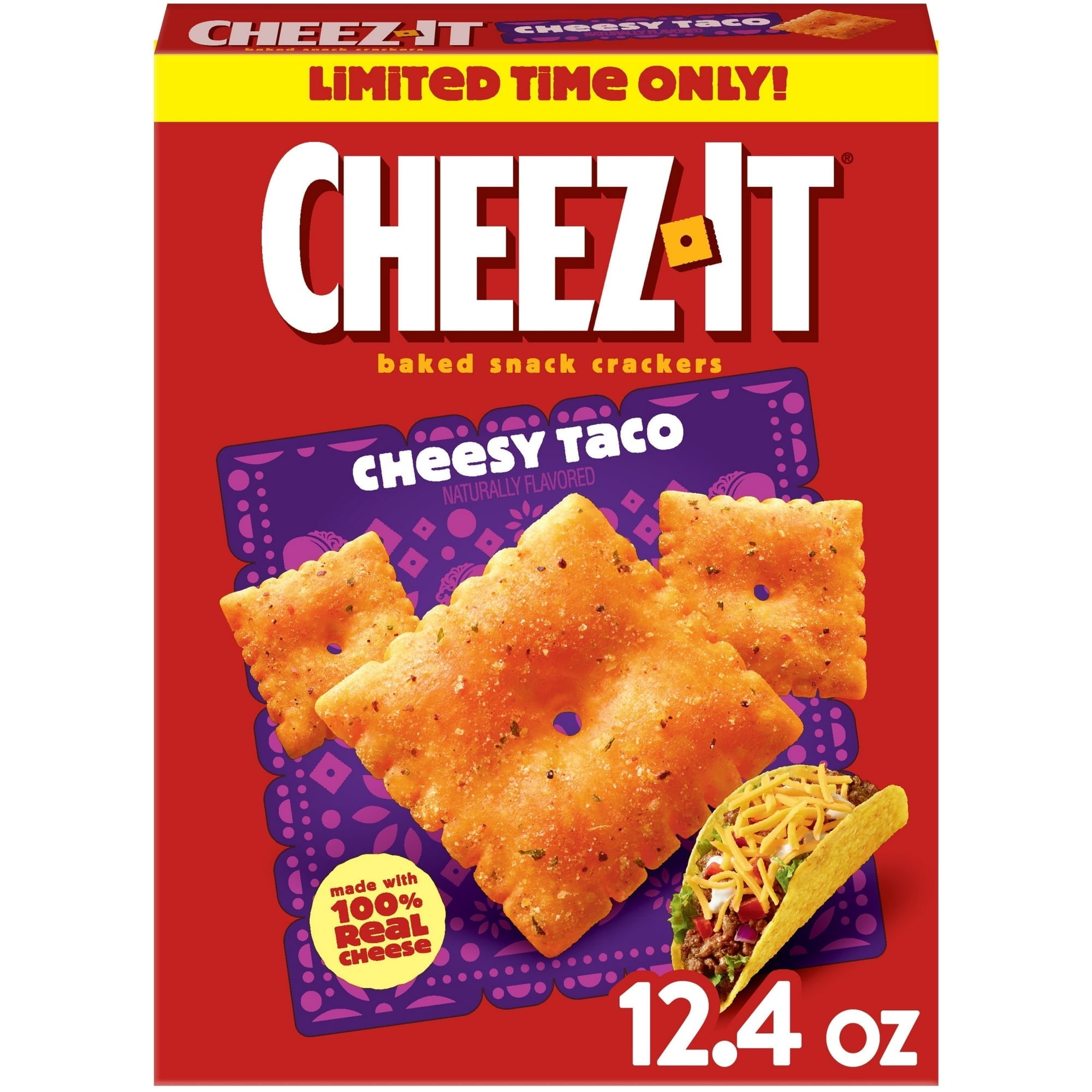 Cheez-It Cheesy Taco Baked Snack Crackers, Lunch Snacks, 12.4 oz- Pack ...