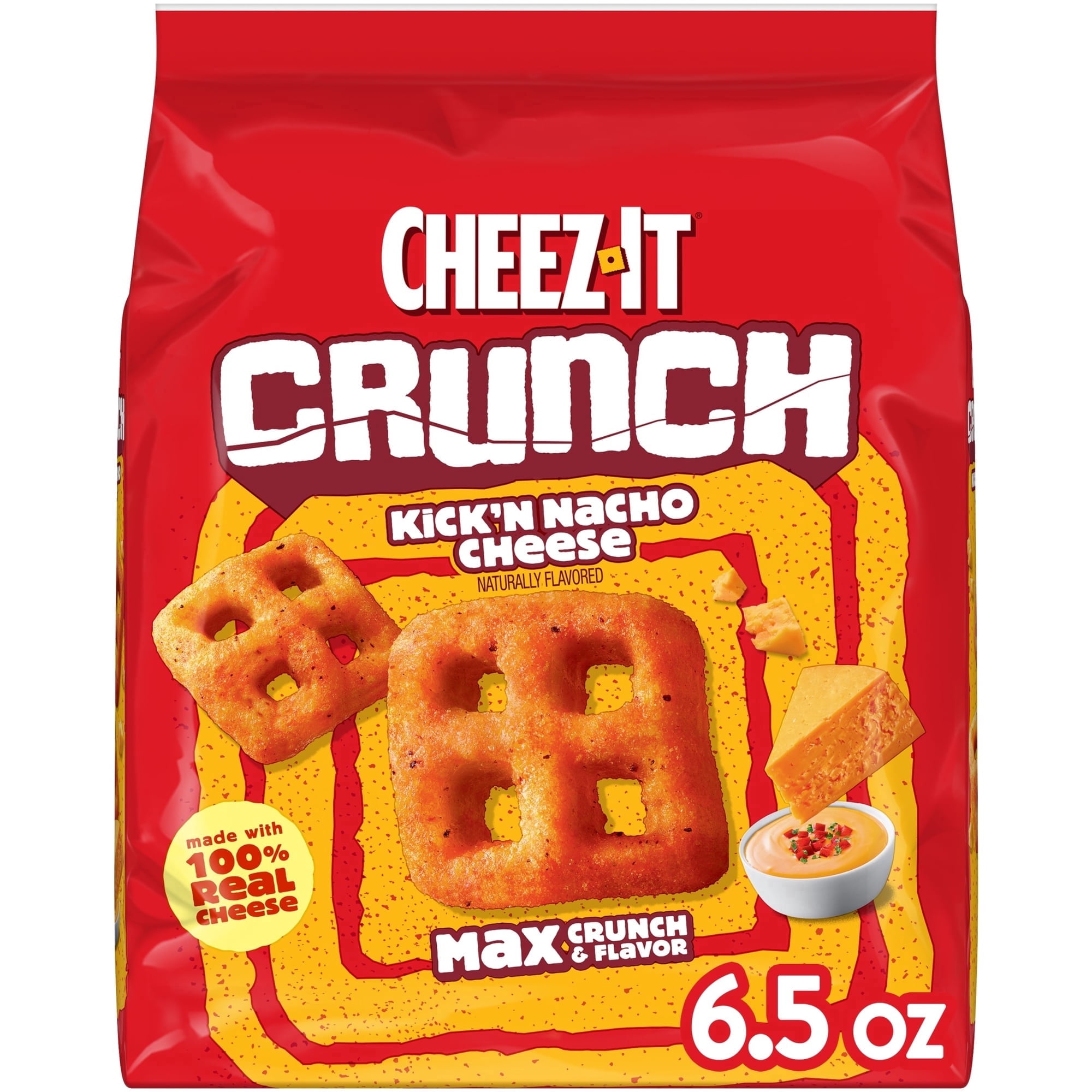 Cheez-It Crunch Kick'n Nacho Cheese Cheesy Baked Snacks, Lunch Snacks ...