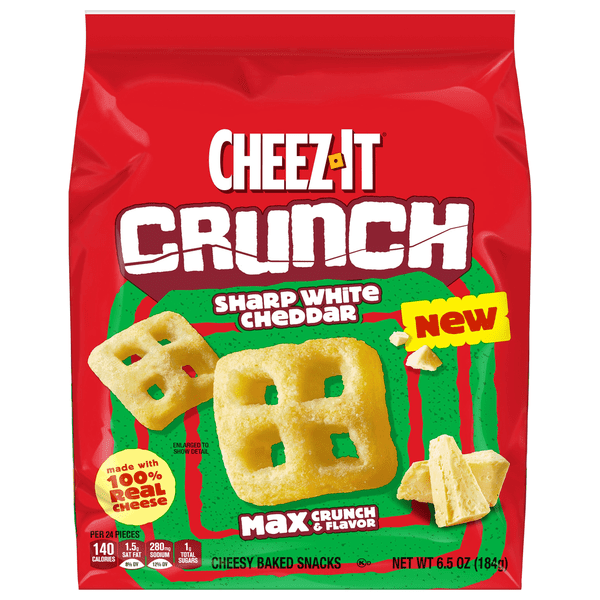 Cheez-It® Crunch Sharp White Cheddar Cheesy Baked Snacks - Walmart.com