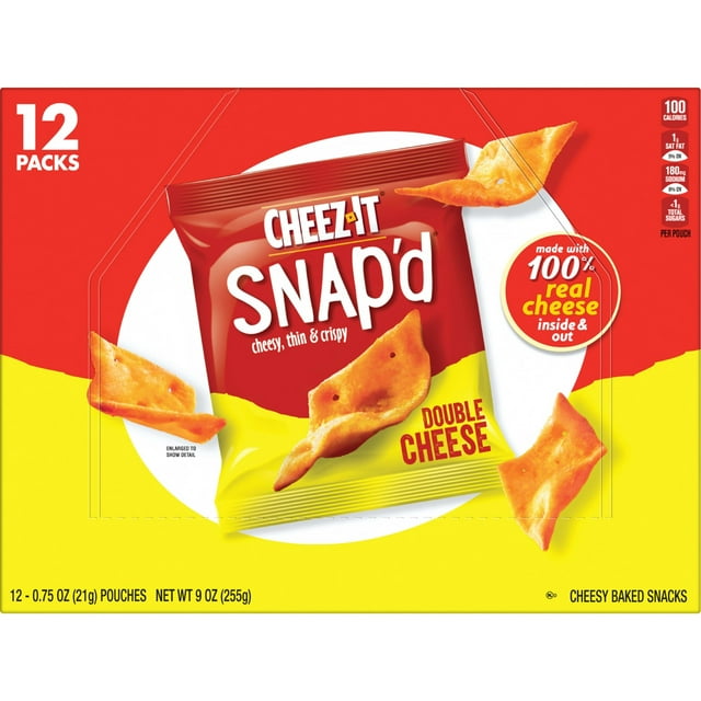 Cheez-It Snap'd Double Cheese Cracker, Thin Crisps, 12 Pack - Walmart.com