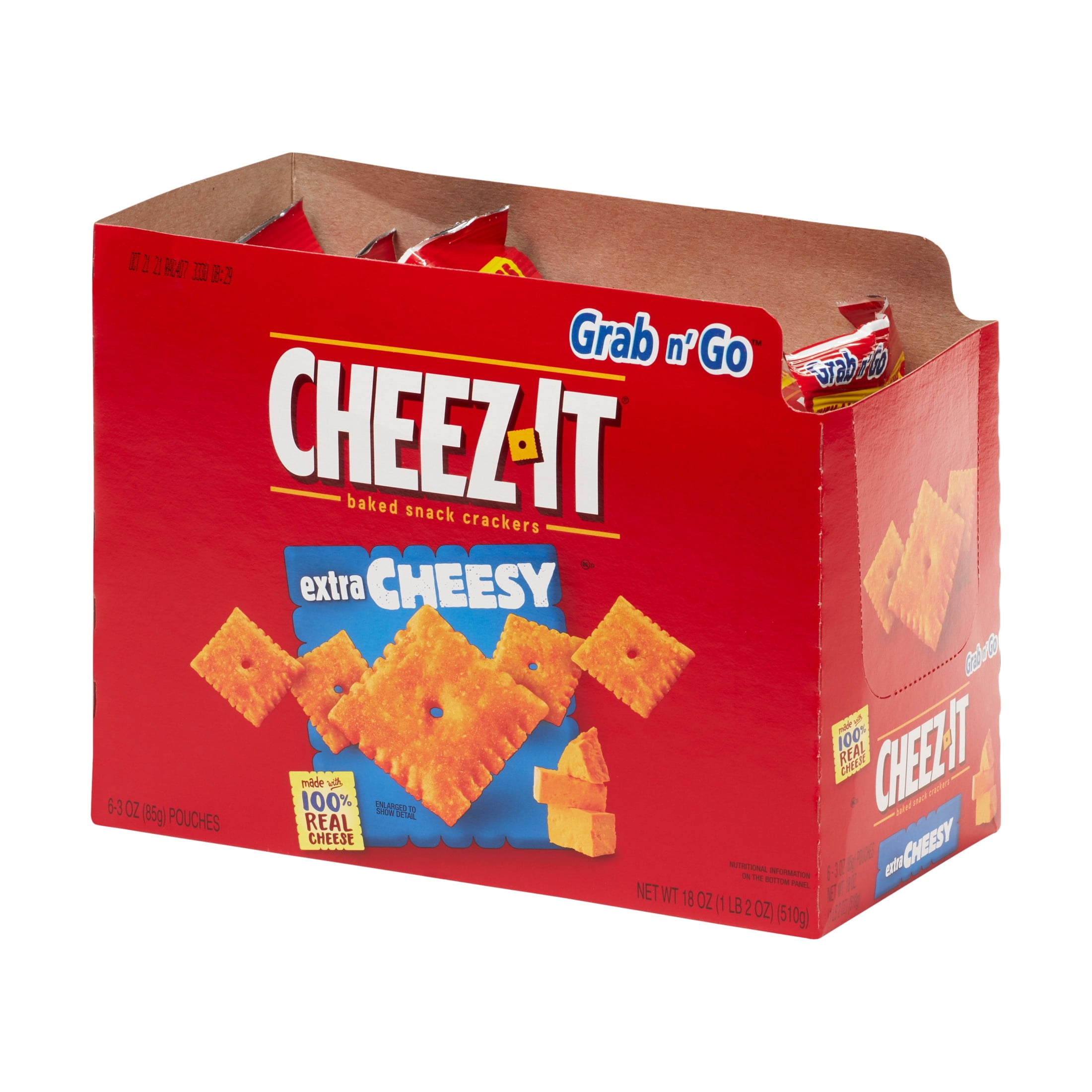 Cheez-It Extra Cheesy Cheese Crackers, Baked Snack Crackers, 6 Count ...