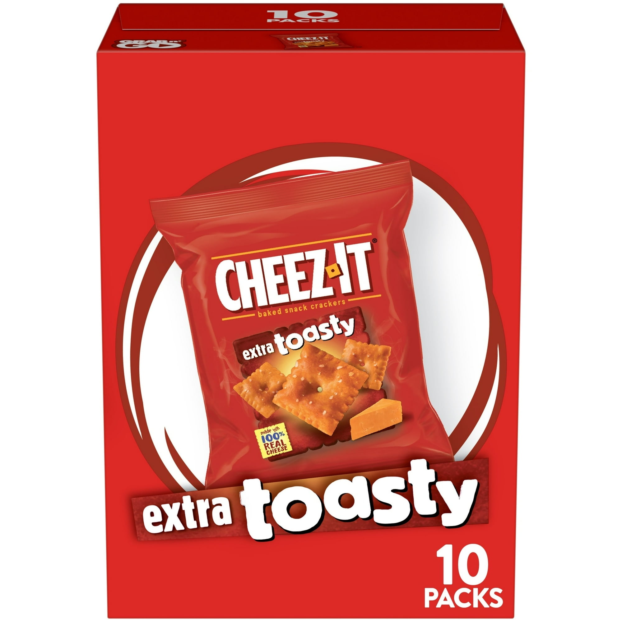 Cheez-It Extra Toasty Baked Snack Crackers, Lunch Snacks, 10 Count (4 ...