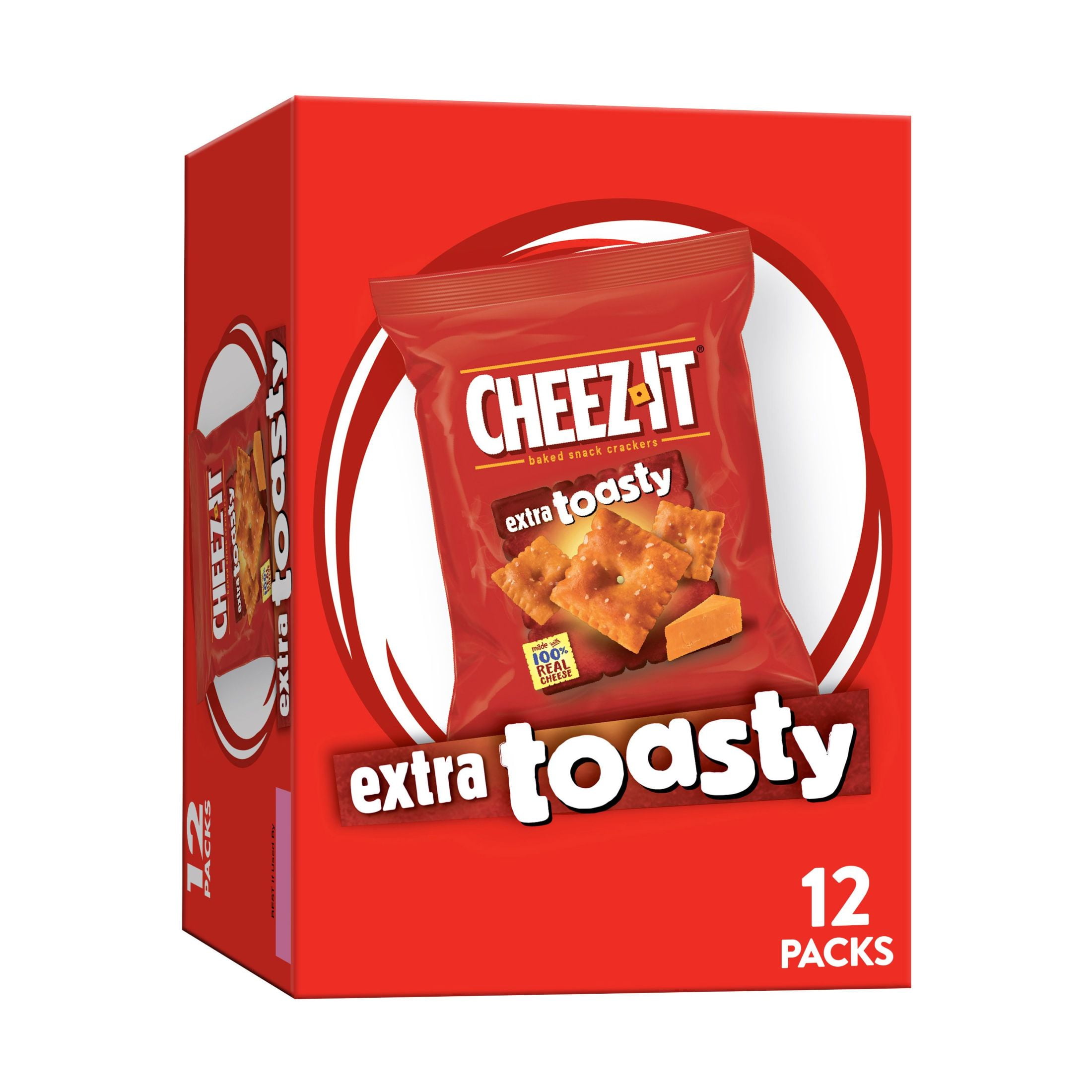 Cheez-It Extra Toasty Cheese Crackers, Baked Snack Crackers, 12 Count ...
