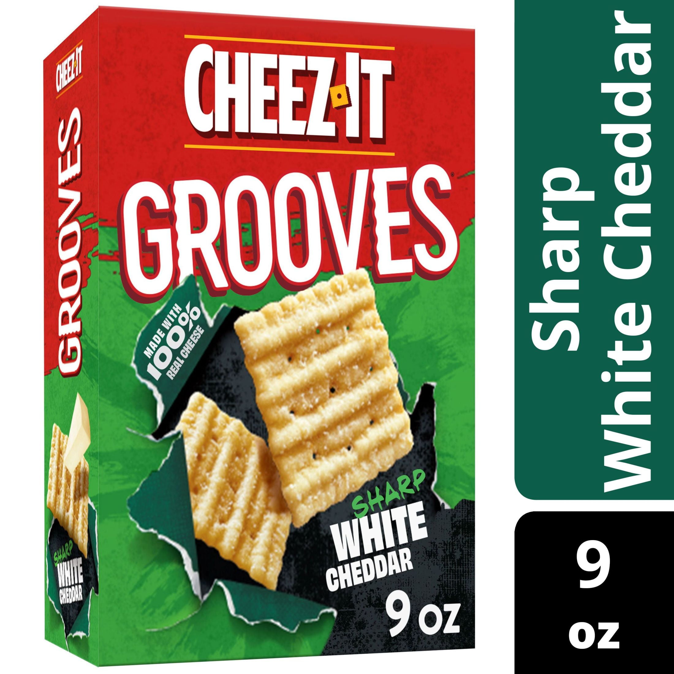 Cheez-It Grooves Sharp White Cheddar Crunchy Cheese Crackers, Snack ...