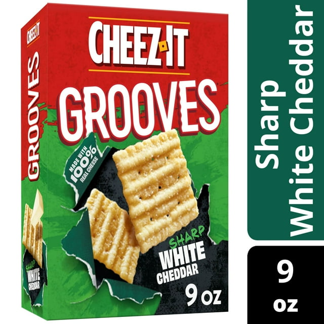 Cheez-It Grooves Sharp White Cheddar Crunchy Cheese Crackers, Snack ...
