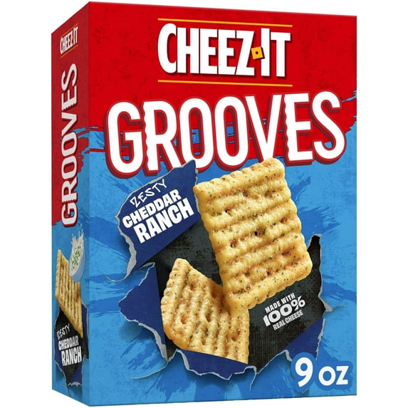 Cheez-It Grooves Zesty Cheddar Ranch Cheese Crackers, Crunchy Snack ...